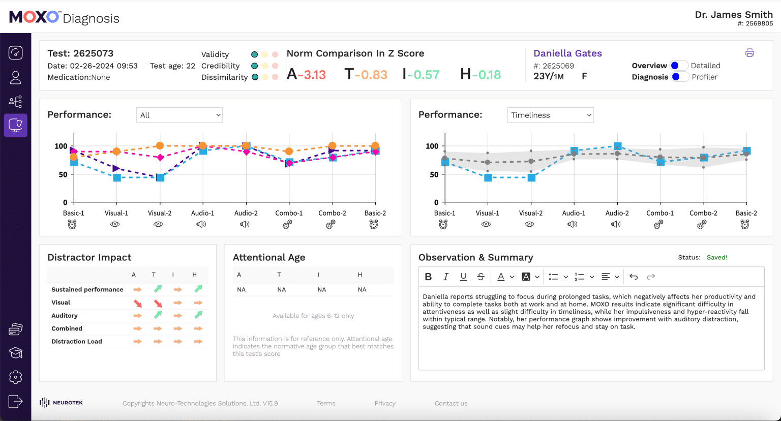 MOXO Diagnosis - Modern Continuous Performance Task